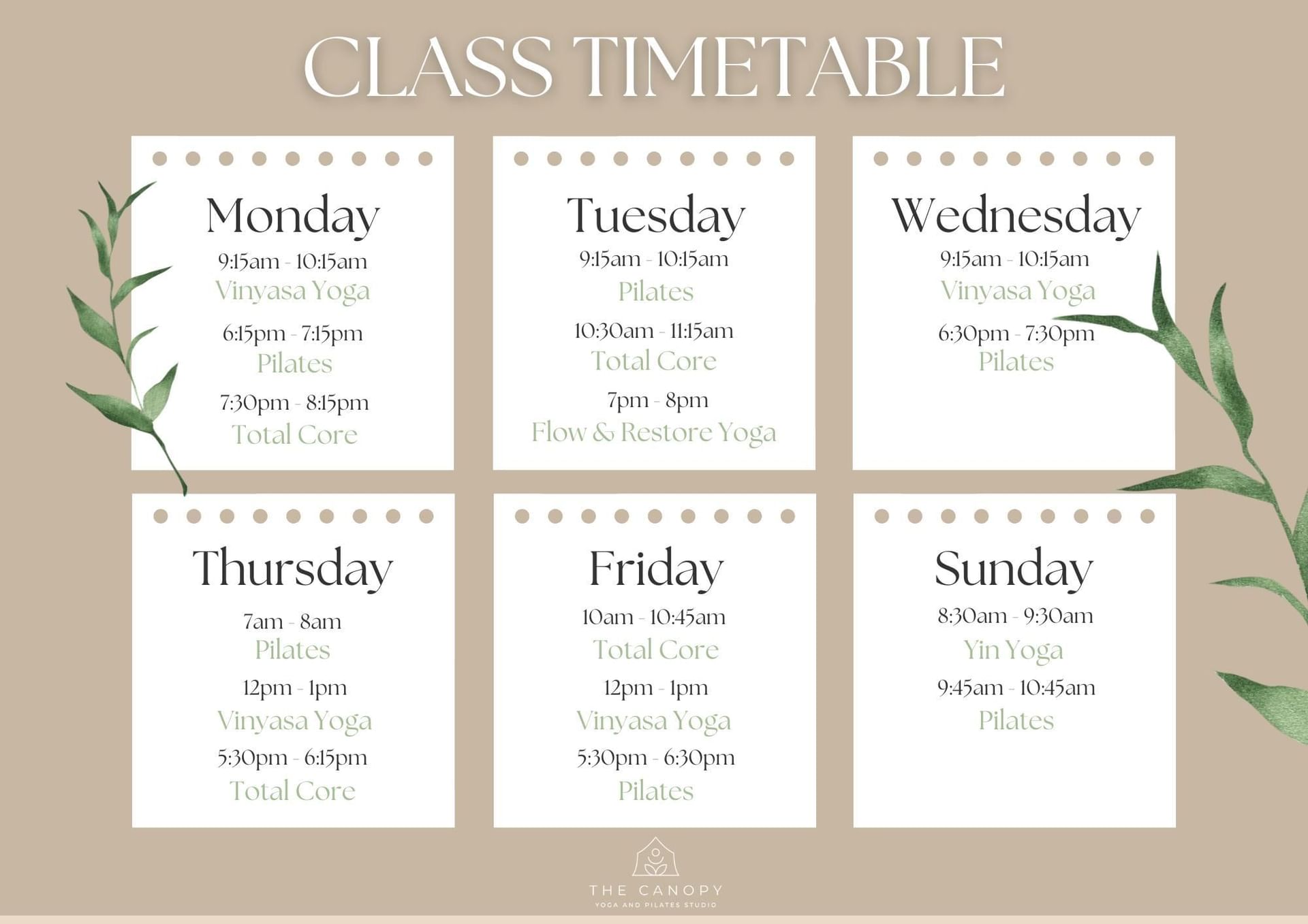 Classes at Canopy Yoga