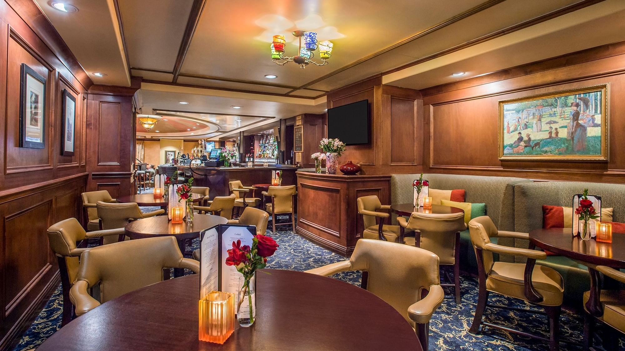 The dining area of Margaux's Lounge bar at Warwick Seattle