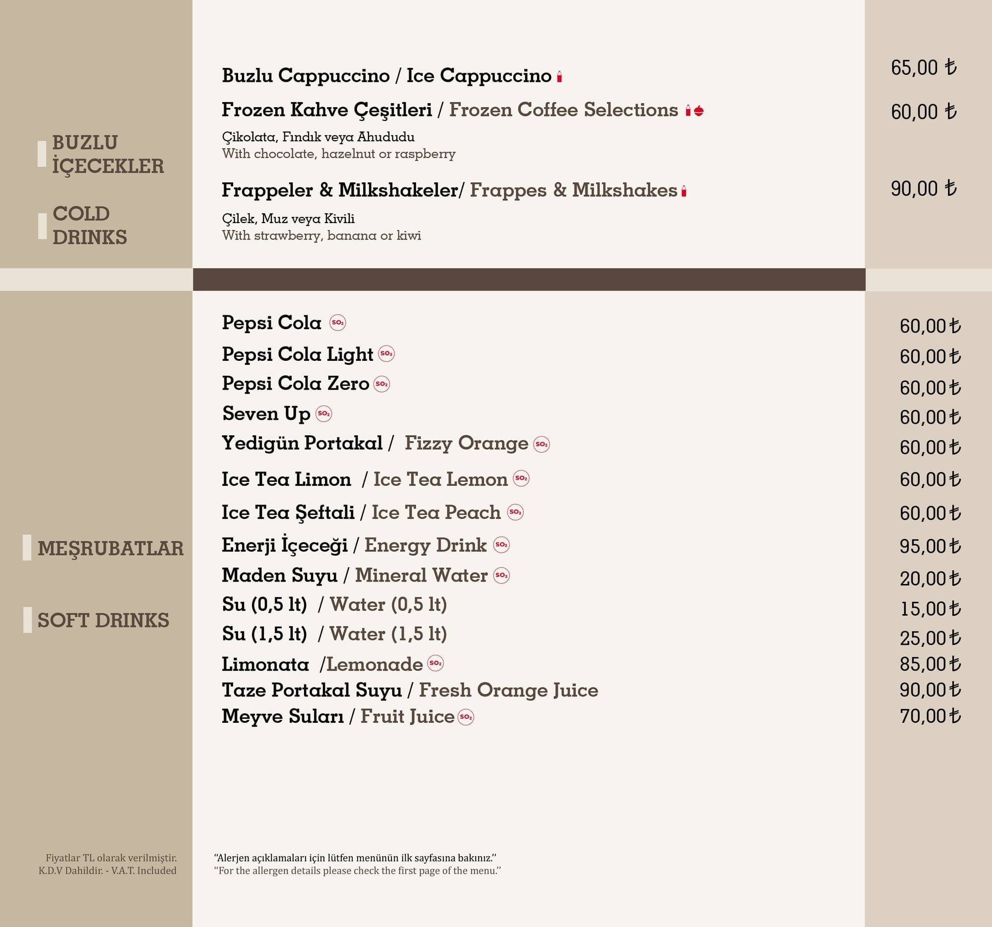 Lobby Menu | GRAND CEVAHIR HOTEL & CONVENTION CENTER