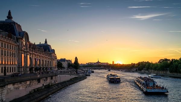 Sunset in Seine River near Warwick Paris Champs Elysées