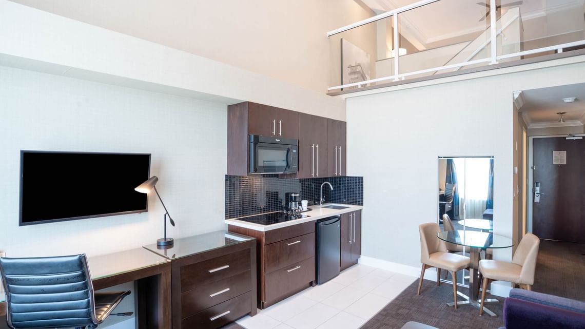 Loft Suite, 1 Queen Bed, Kitchen | Accommodations at Sandman Hotel Oakville