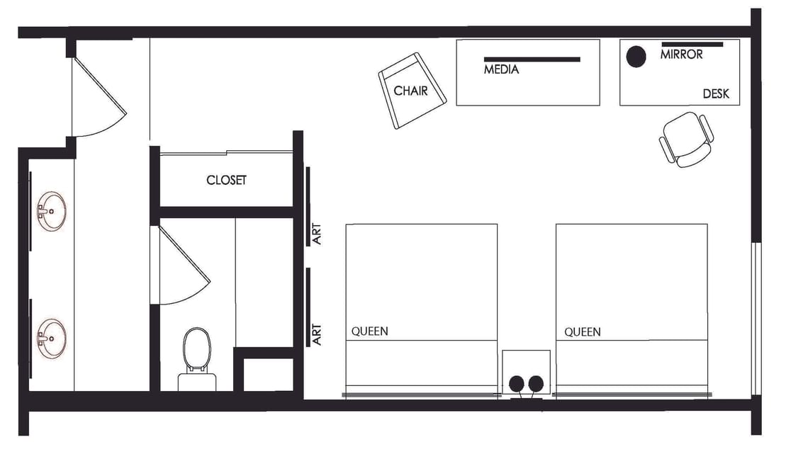 Executive Two Queen Beds | The Anaheim Hotel Accommodation