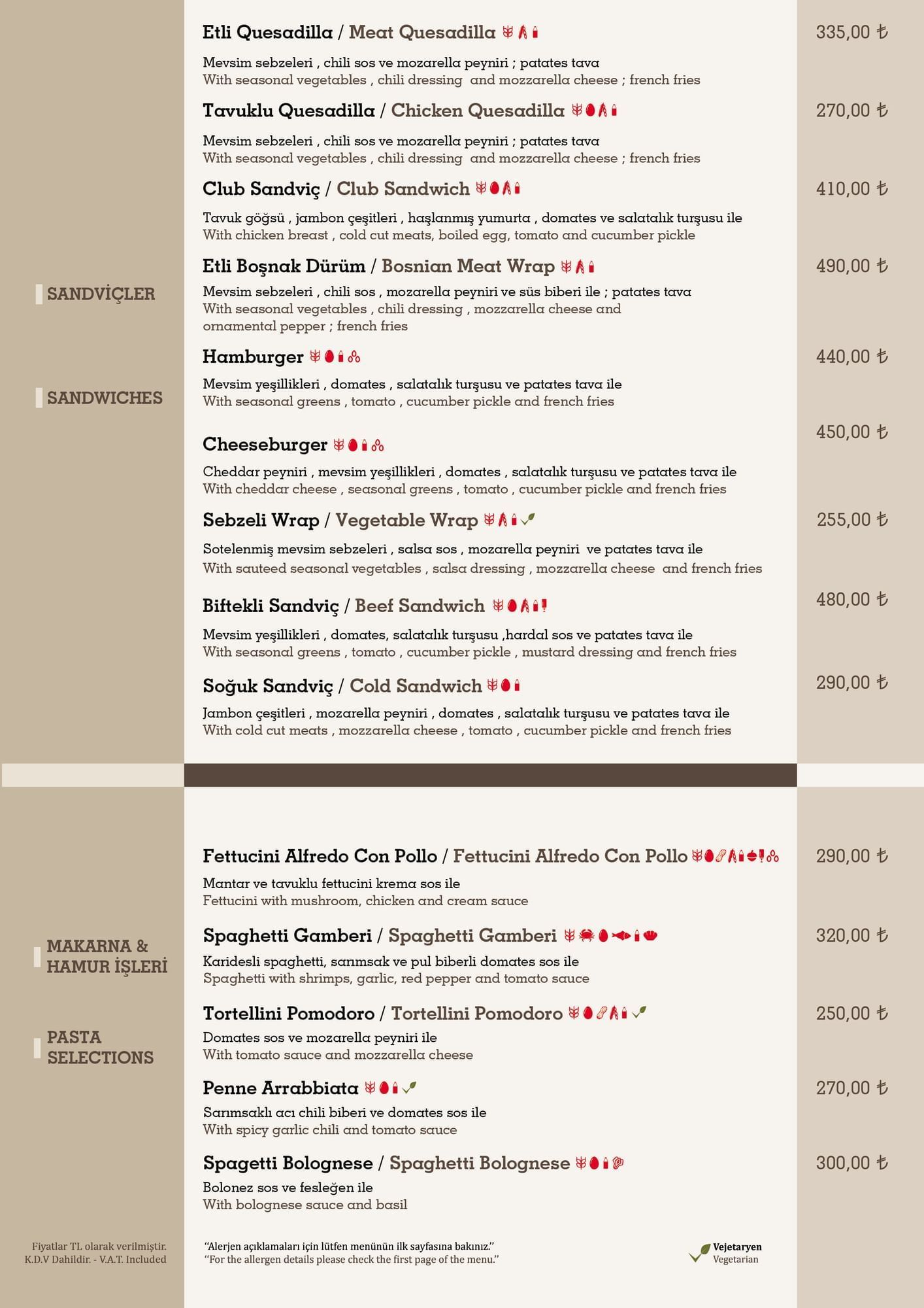 Sultan Menu | GRAND CEVAHIR HOTEL & CONVENTION CENTER