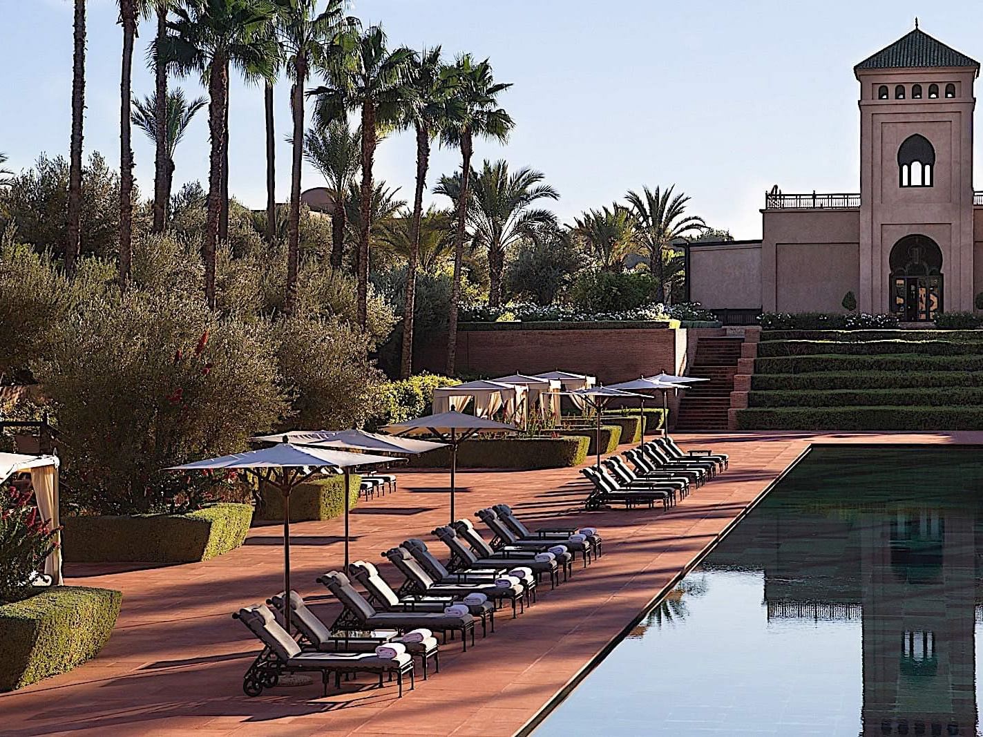 International cuisine on the deck of an 80m long pool