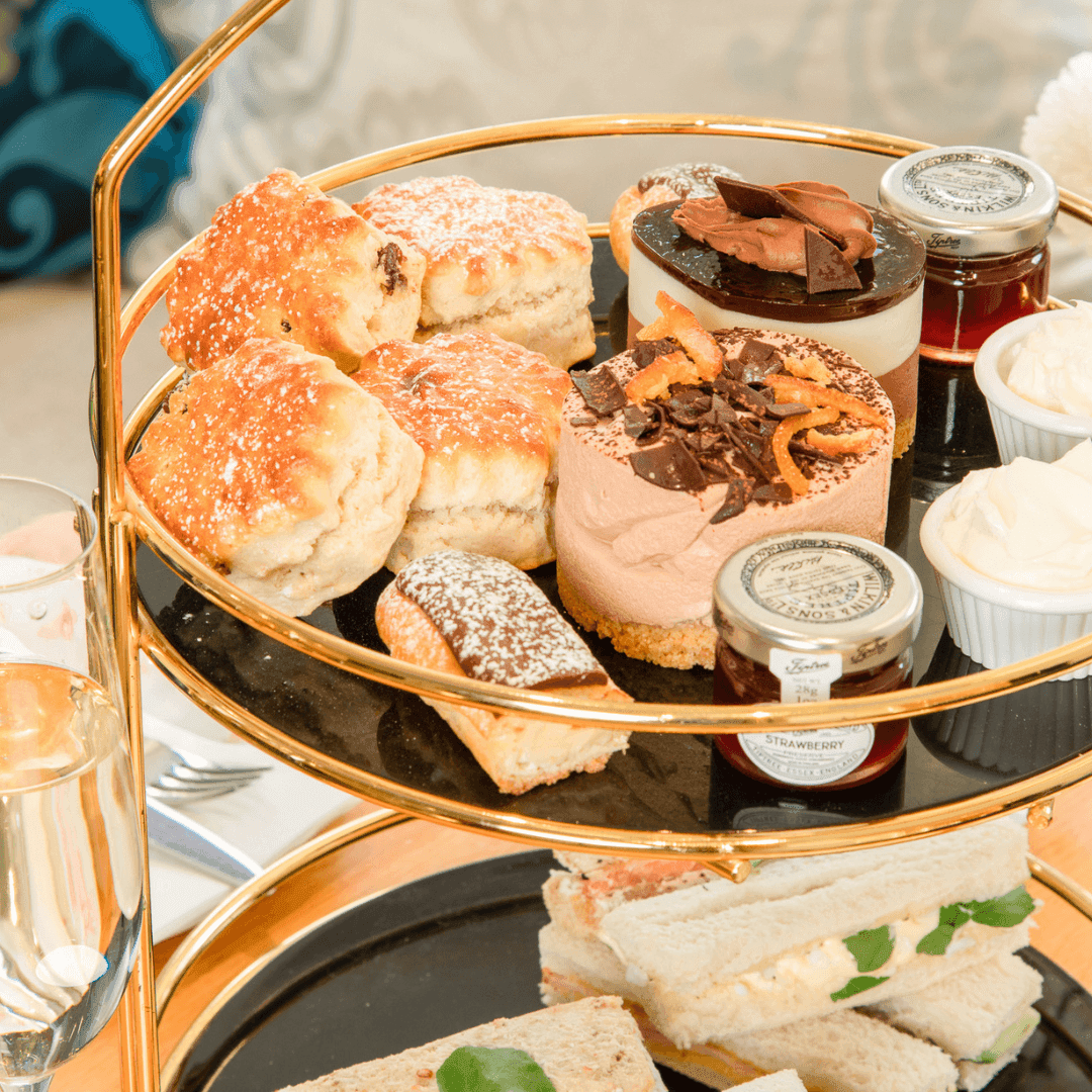 Afternoon tea with view at Sloane Square Hotel, Chelsea, London